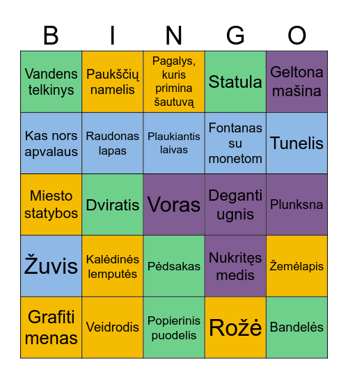Scavanger hunt Bingo Card
