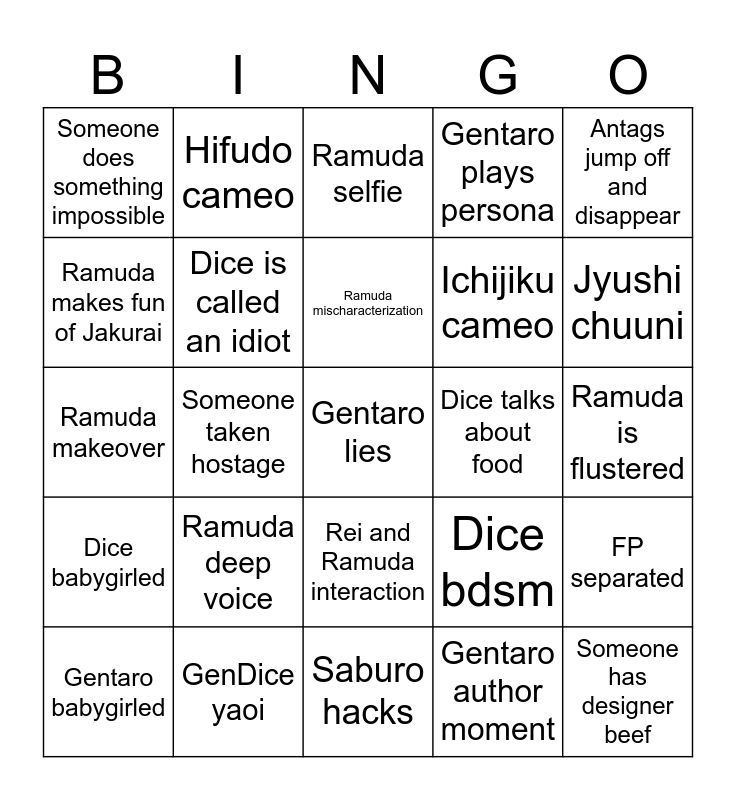 HypMic Ep4 Bingo Card