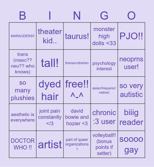 Rottyn’s Version!! Bingo Card