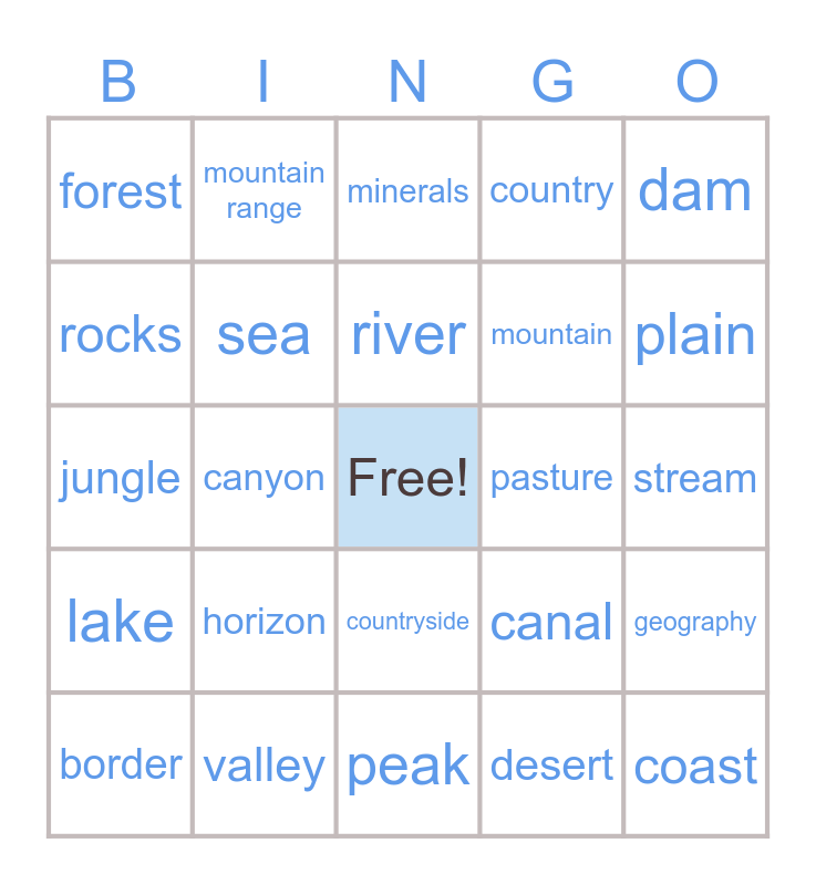 Geography Bingo Card