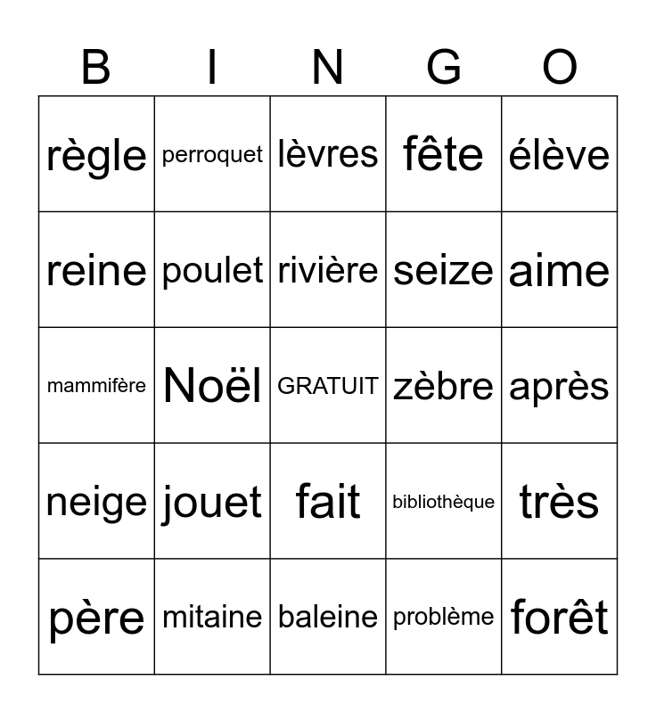 Le son È Bingo Card