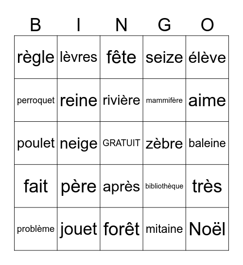 Le son È Bingo Card