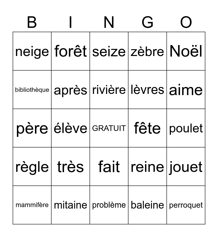 Le son È Bingo Card
