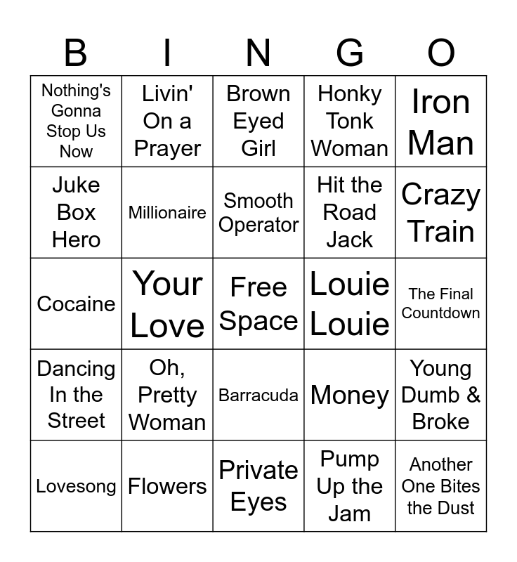 Music Bingo #16 Bingo Card
