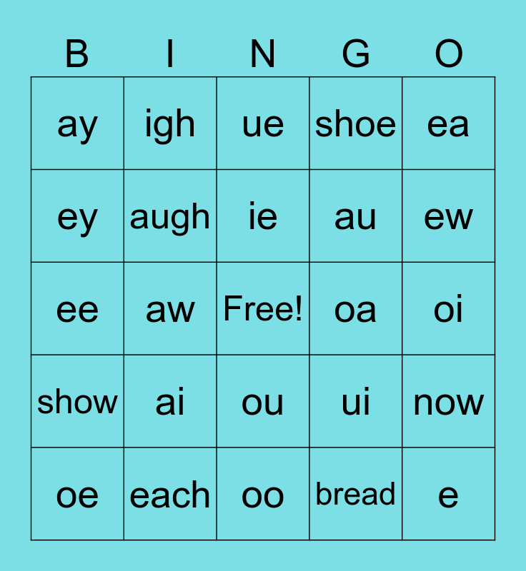 Vowel Team Bingo Card