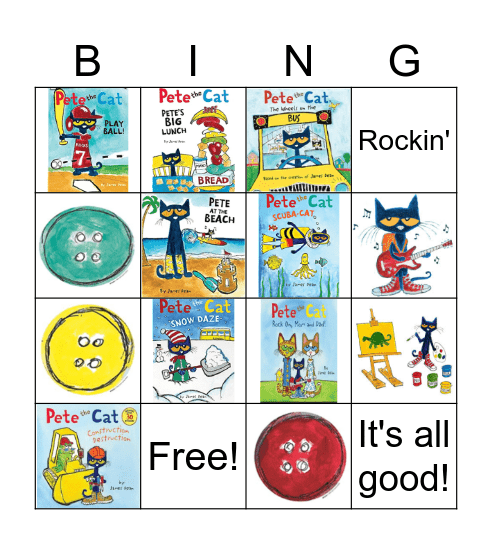 Pete the Cat! shoes Bingo Card