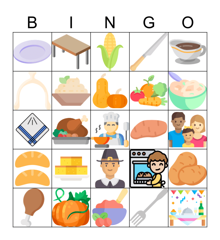 Día de Acción de Gracias Bingo Card