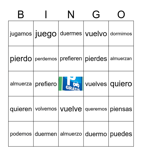 Stem-Changing Verbs BINGO! Bingo Card