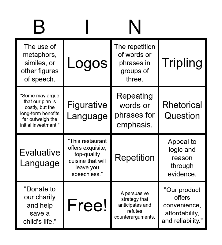 Persuasive devices Bingo Card