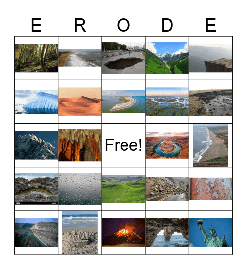 Erosion Bingo Card