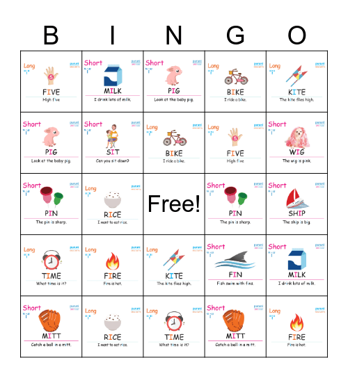 Long and Short i Bingo Card