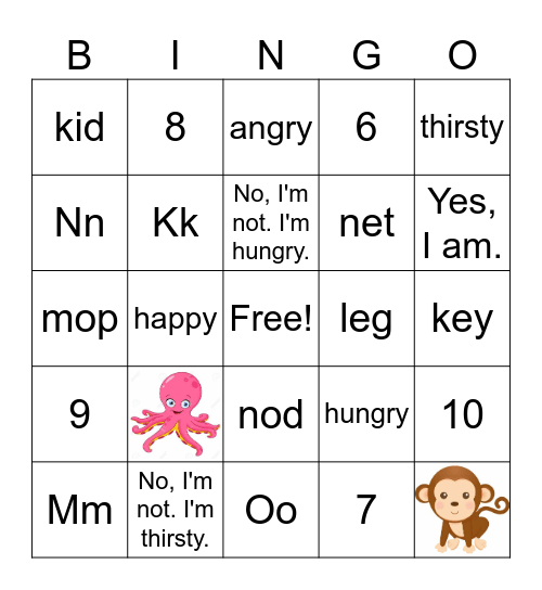 Unit 2 Bingo Card