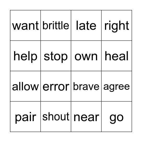 Synonym bingo Card