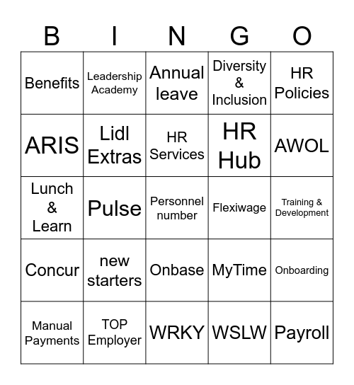 HR - round 1 Xmas Bingo Card