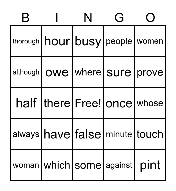 OG Red Word Bingo Sets 1-3 Bingo Card