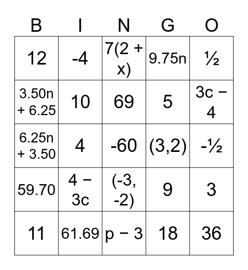 Ms. Reid's Bingo Card