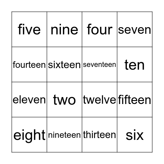 FOUR IN A ROW Bingo Card