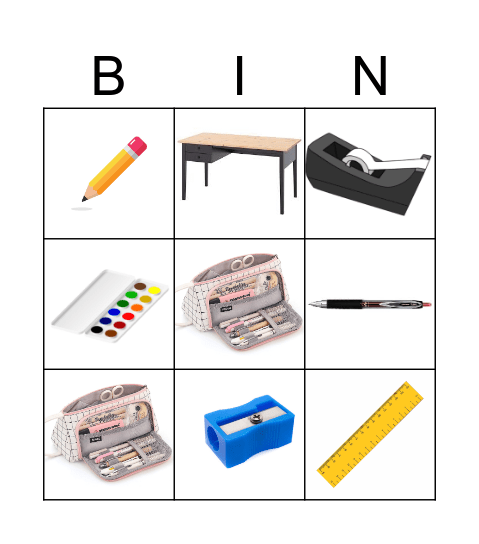 School Supply Bingo Card