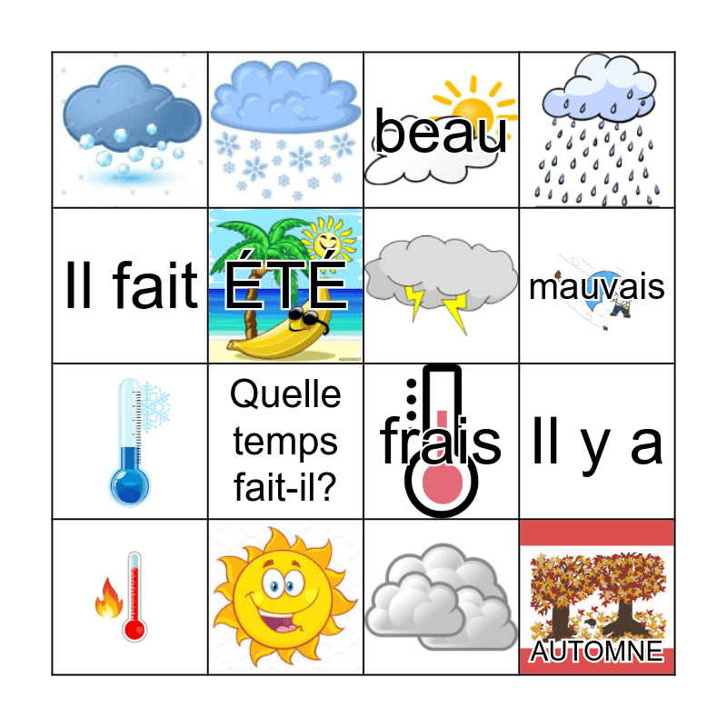LA MÉTÉO Bingo Card