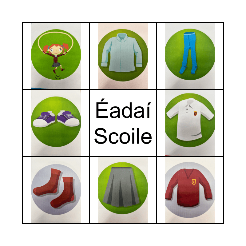 Éadaí Scoile Abair Liom Bingo Card