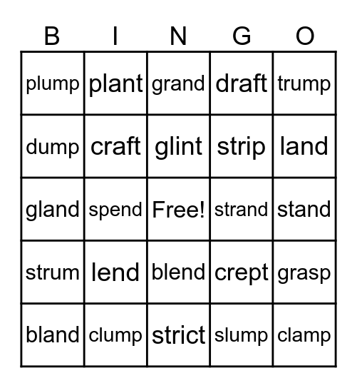 UFLI Lesson 41c Bingo Card