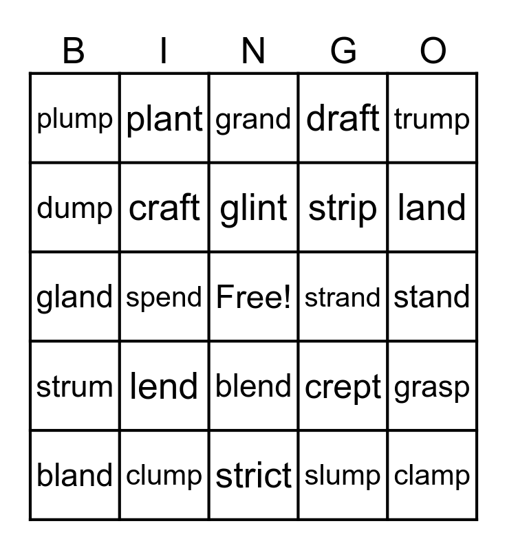 UFLI Lesson 41c Bingo Card