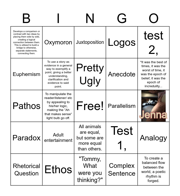 Rhetorical Terms Bingo! Bingo Card