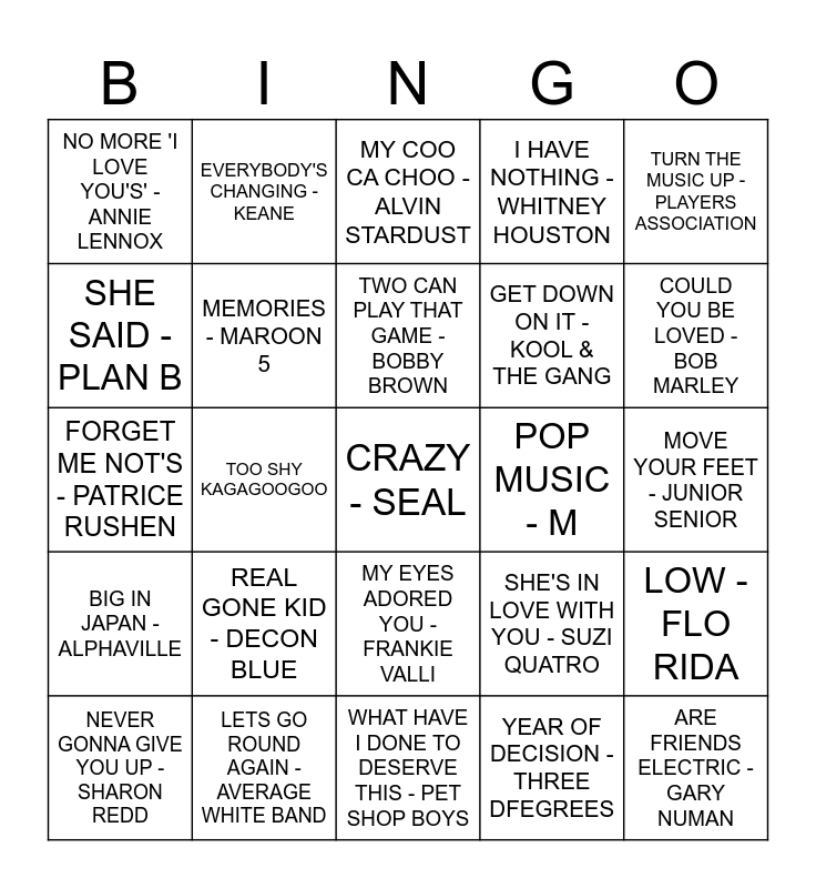 TREETOP BAR & GRILL Bingo Card