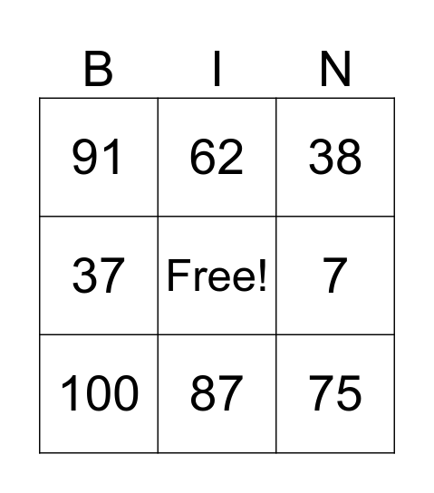 Word Problems BINGO Card