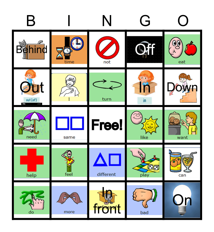 Unity Core Words Bingo Card