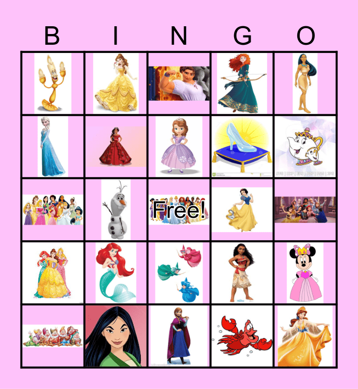 Princess Bingo Card