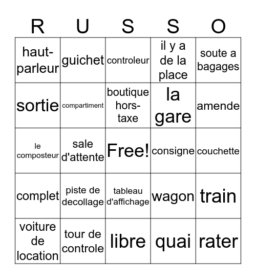 Le Voyages Bingo Card