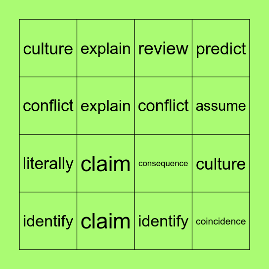 5th Grade Vocab and Spelling 5 Bingo Card