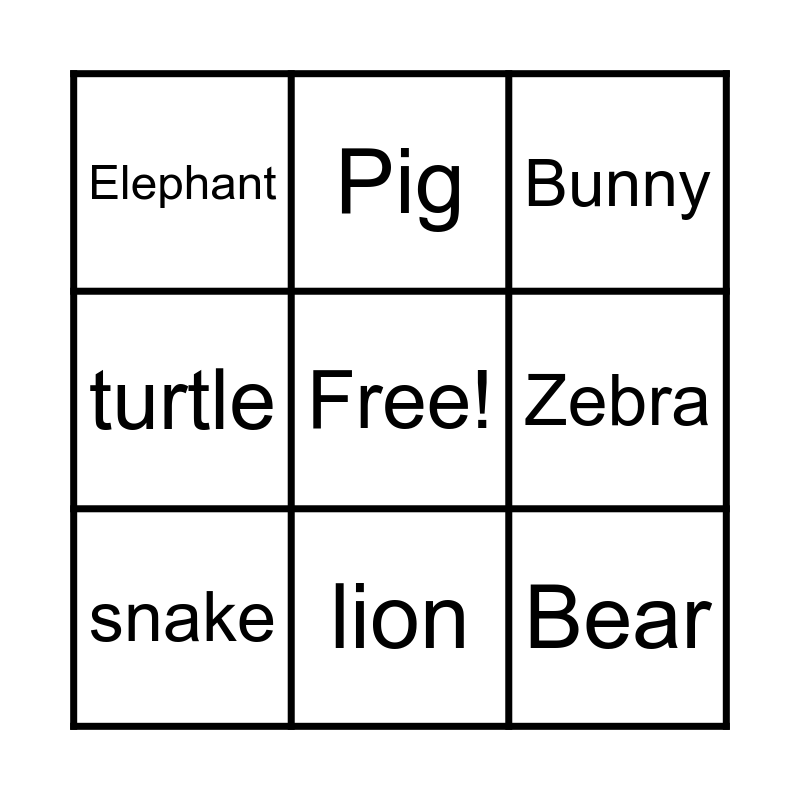 Noah's ark bingo k3 Bingo Card
