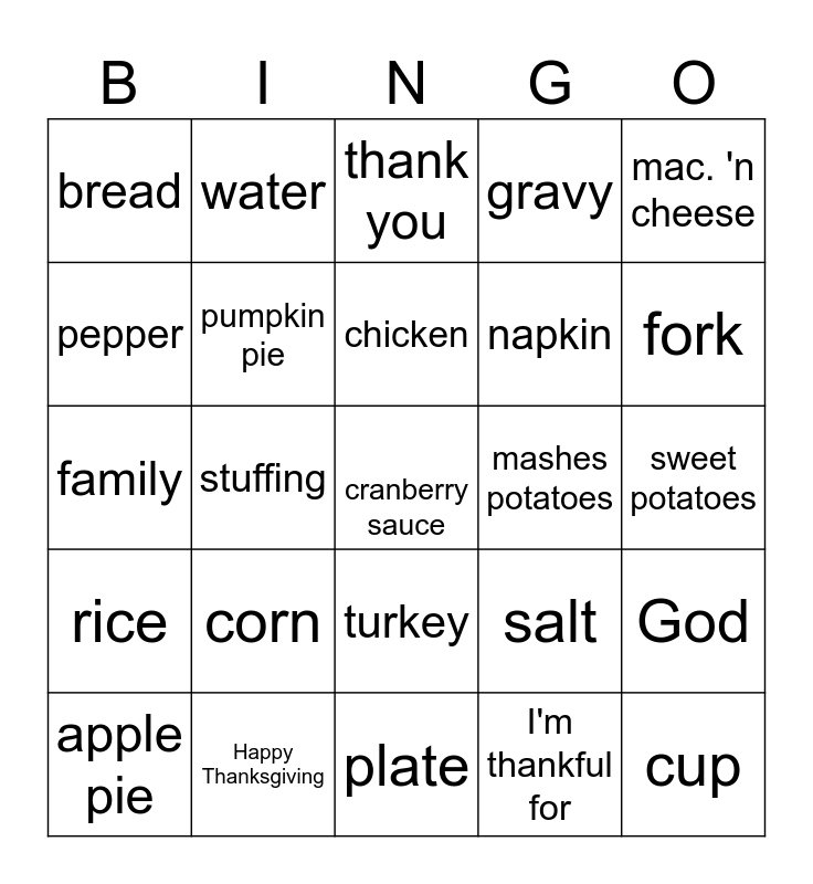 El Día de Gracias / Thanksgiving Bingo Card