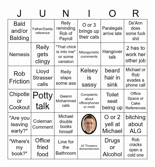 Office Junior Bingo Card