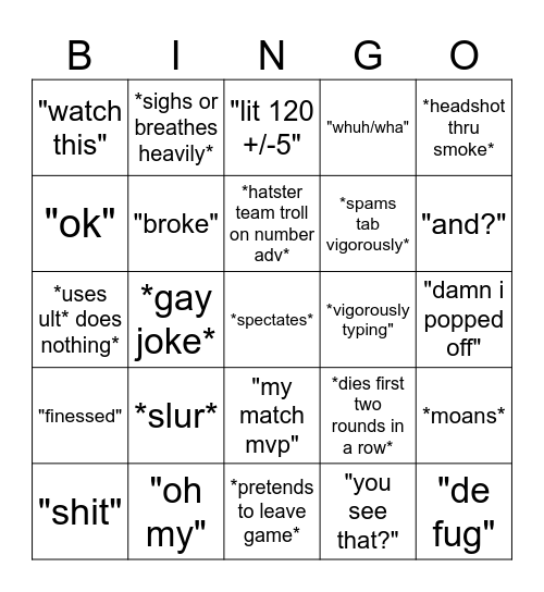 hatster Bingo Card