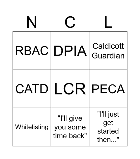 NCL Bingo Card