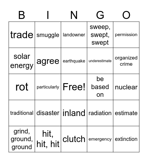 Climate bingo Card
