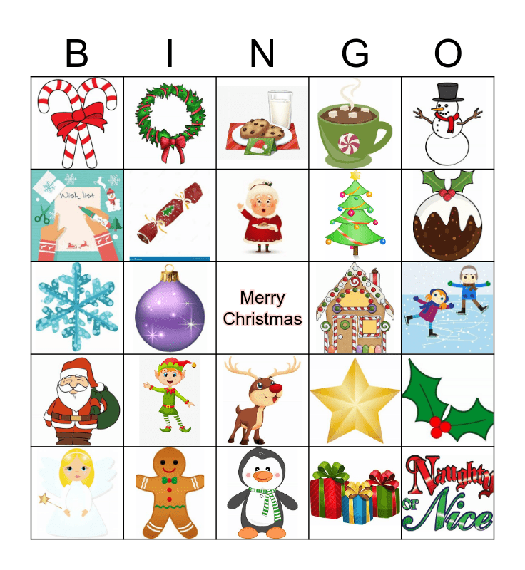 Family Christmas Bingo Card