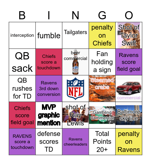 Christmas NFL Football 2023 Bingo Card