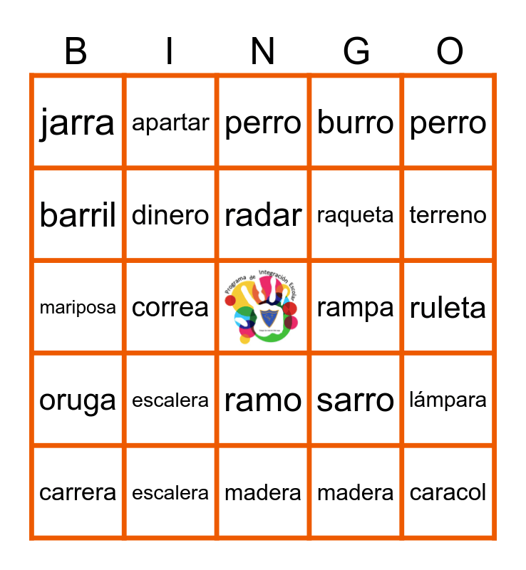 BINGO LETRA R-RR Bingo Card