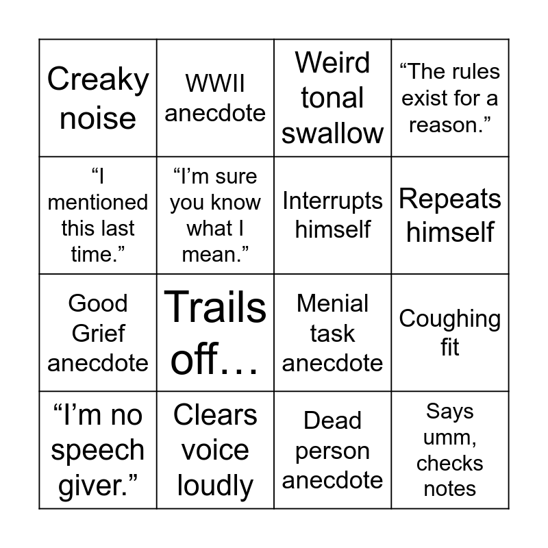 Good Grief Ennui Bingo! Bingo Card