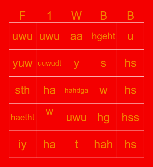 F1 winter break bingo Card