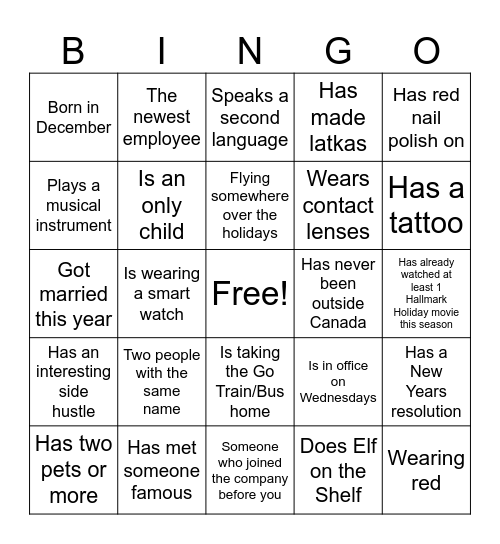 Scene+ Mingle Bingo Card