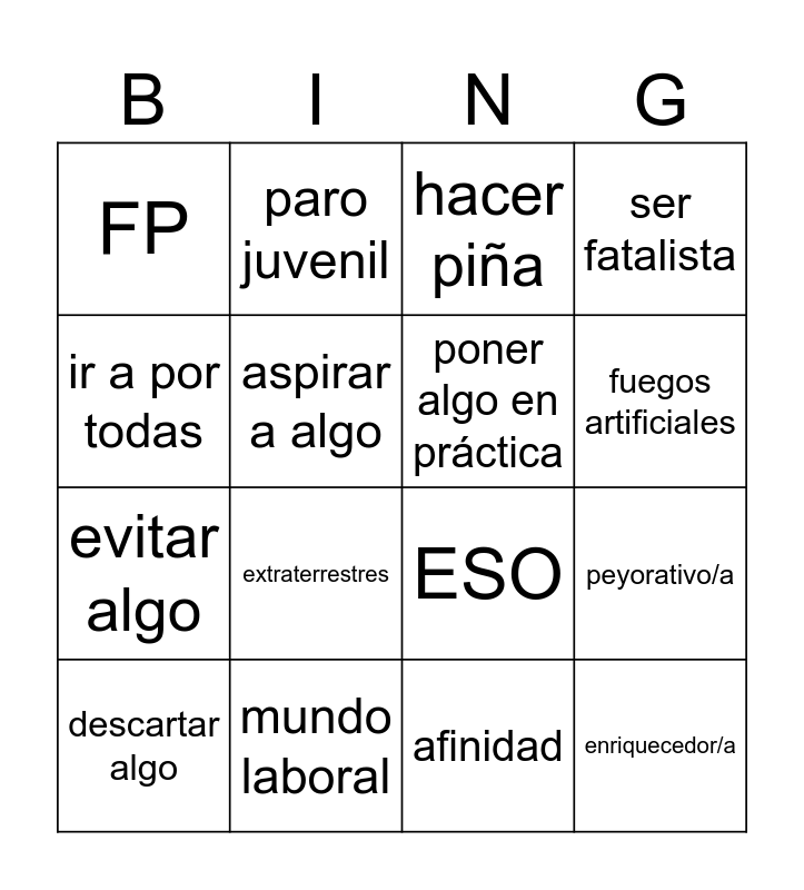 EL FUTURO, APRENDEMOS JUNTOS (1) Bingo Card
