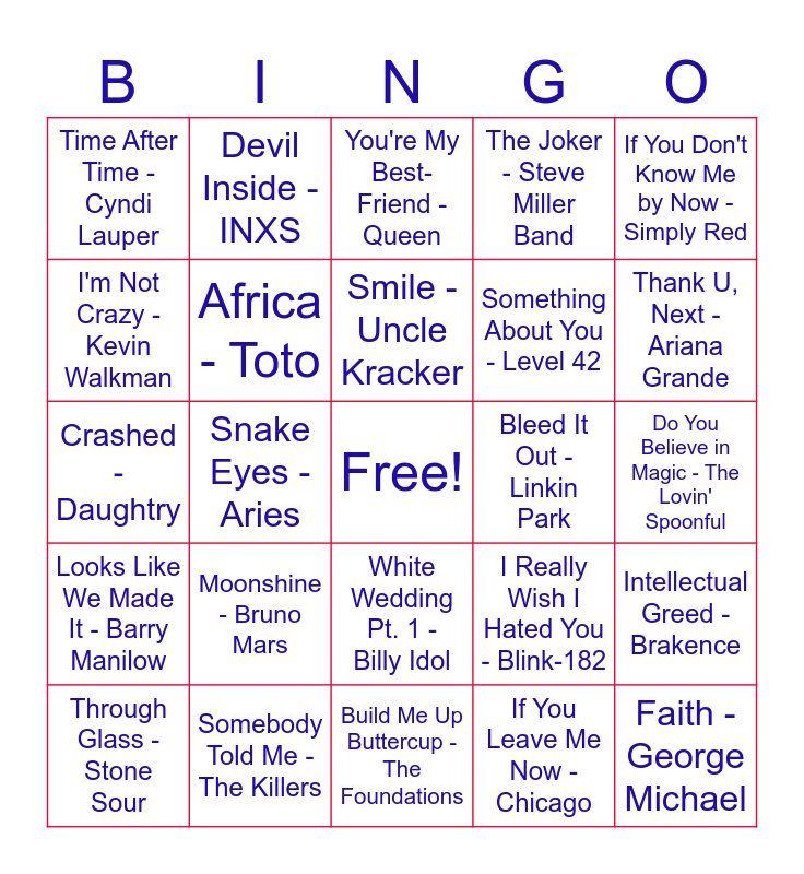 Mix It Up Bingo Card