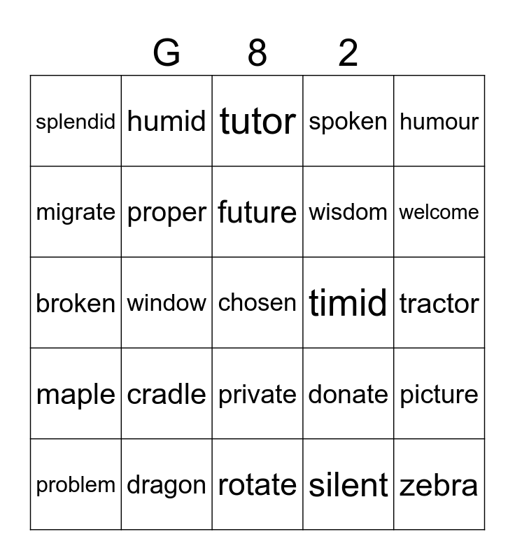 Gold 82 Bingo Card