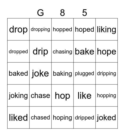 Gold 85 Bingo Card