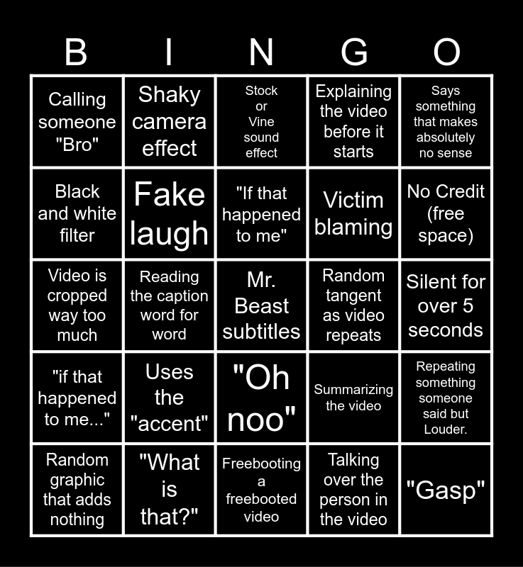 Sssniperwolf Bingo Card
